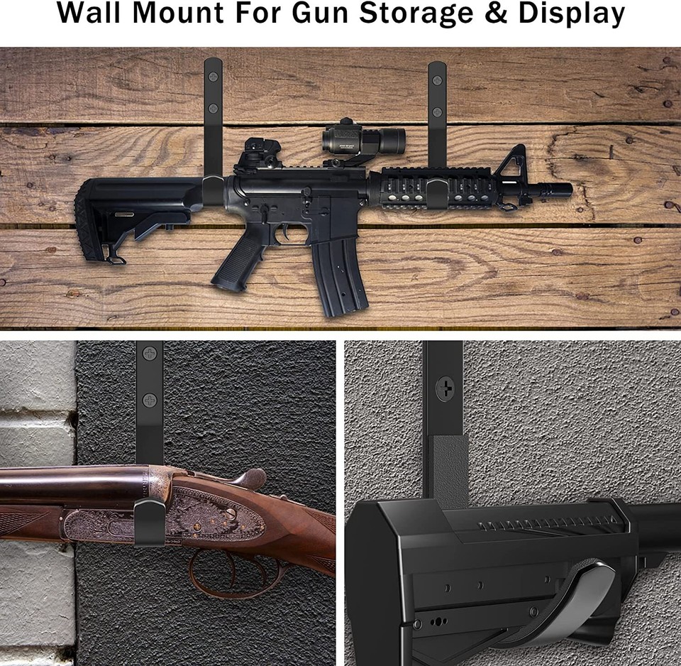 Wall Mount Gun Racks Rifle Shotgun Hanger felt lined Hand made Hooks ...