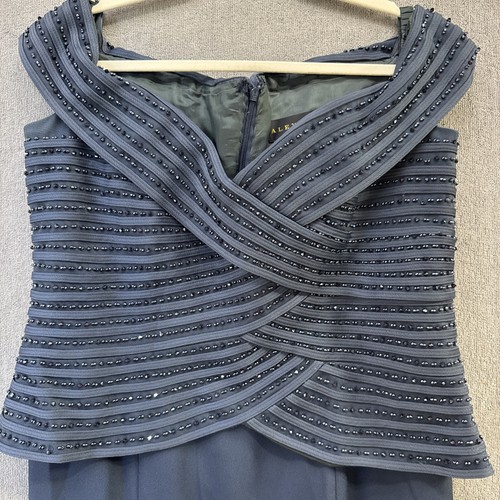 Alexander by Daymor 14 Midnight Blue Beaded Gown Black Tie Formal Dress ...