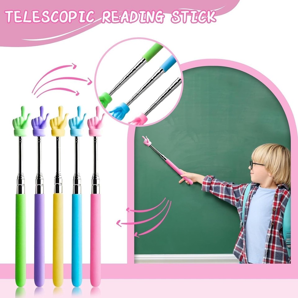 Pink Multipurpose Teacher Pointer Stick, Extendable Classroom Pointer ...