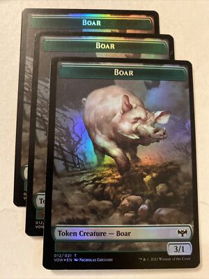 3x MTG Innistrad Crimson Vow Boar 012 / Insect 013 Human 001 Token Foil ...