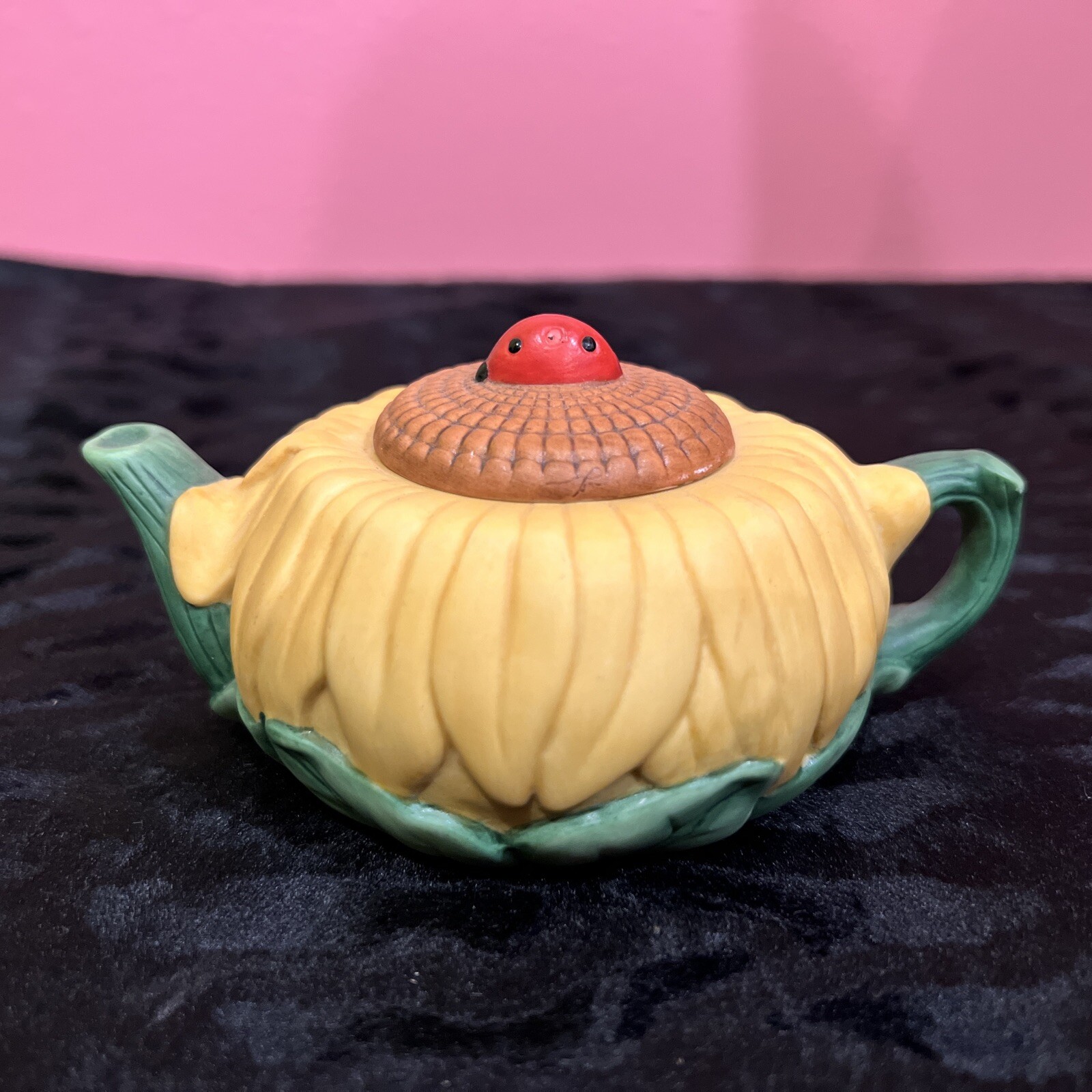 Avon Tea Pot Vintage Mini Ceramic 1995 Sunflower Ladybug Tiny Seasons ...