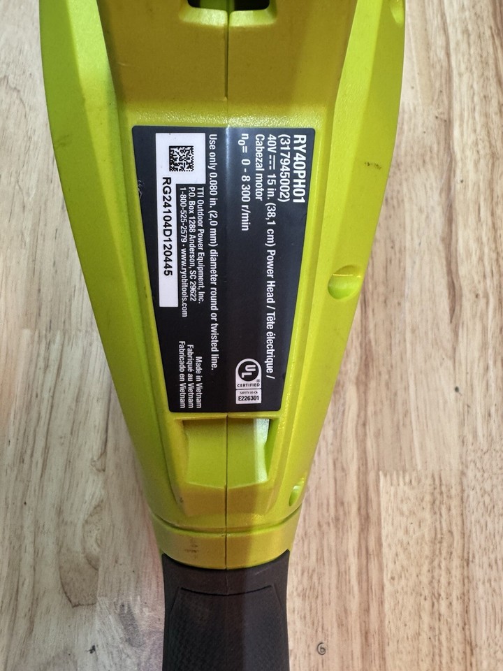 Ryobi RY40PH01 40v 25cc Power Head Attachment Capable Power Head Only ...