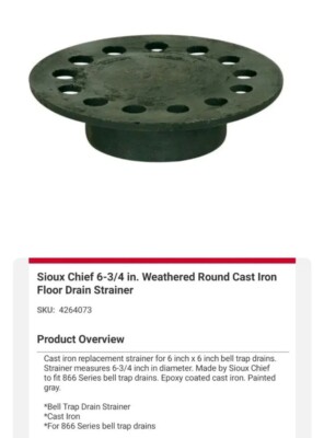 Sioux Chief MFG 866-S3i Cast Iron Bell Housing Floor Drain Cover | eBay