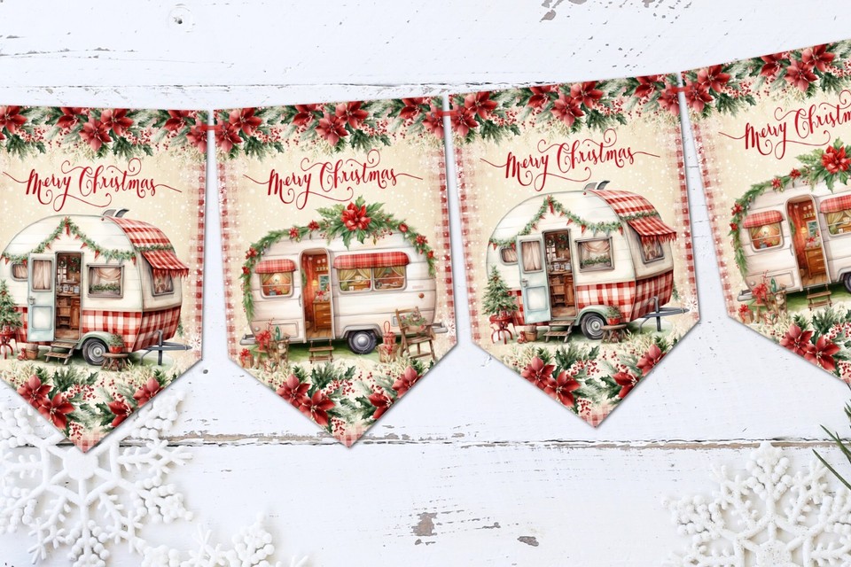 Christmas Caravan Bunting Hanging Camper Christmas Decoration | eBay