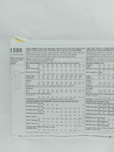 Princess Seam Dress Simplicity Sewing Pattern 1586 Size 20w - 28w UC ...