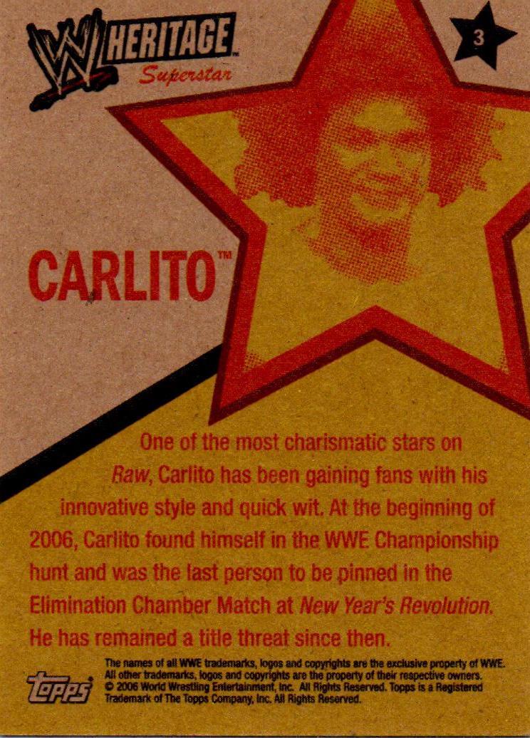 Carlito Colon Signed WWE Wrestling Trading Card Topps Raw Wrestler ...
