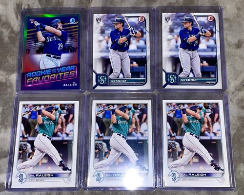 6-Card Cal Raleigh Rookie Lot! 2022 Bowman + Chrome + Topps Series 1 ...