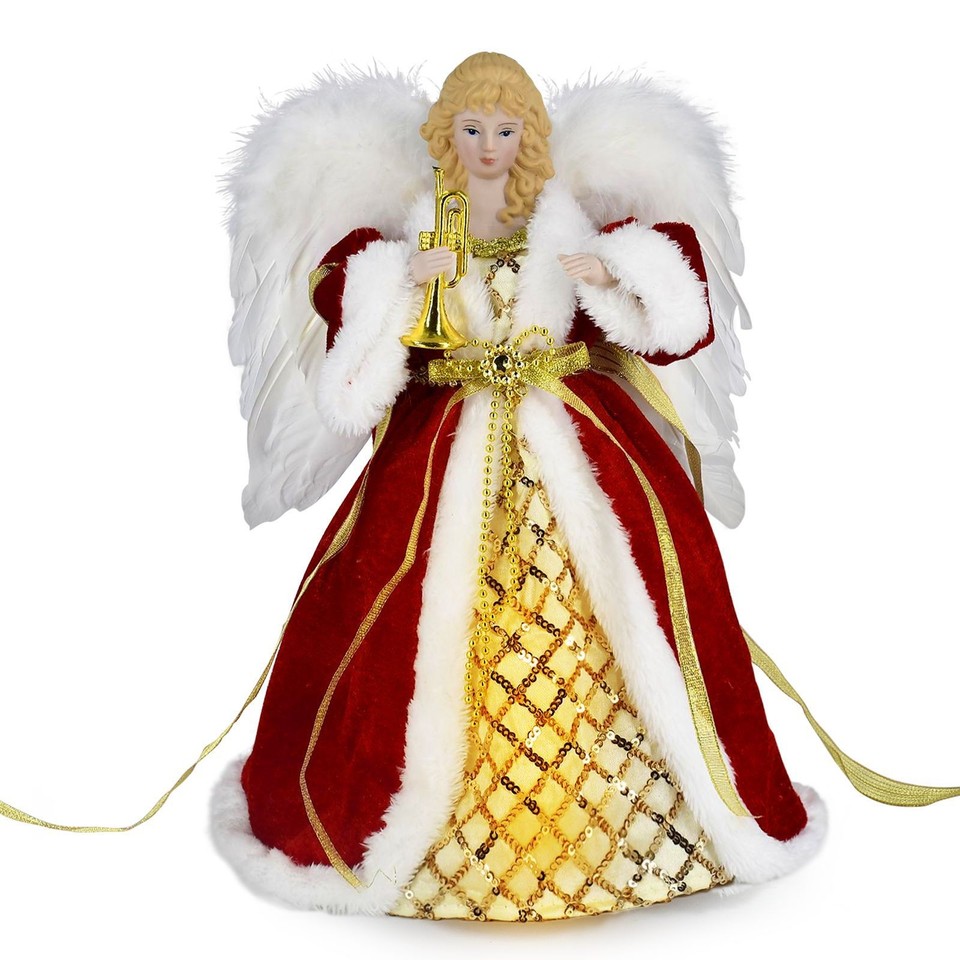 3D Height Light Up Angel Fairy Wings Tree Topper - LED Christmas Tree ...