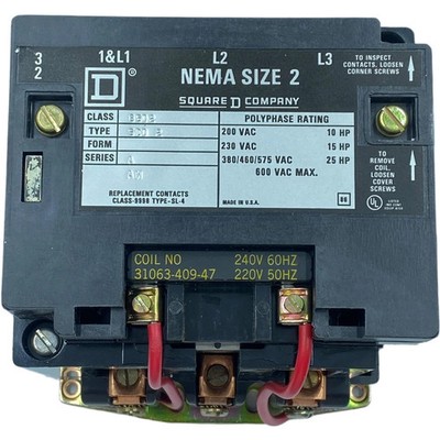 8502 SDO-2 Square D Size 2 Magnetic Contactor 240V/60Hz 220V/50Hz ...