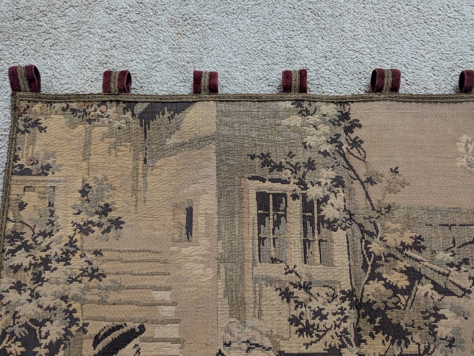 antique vintage tapestry with rod loops | eBay