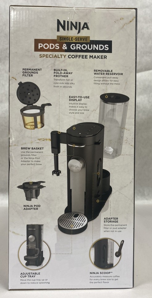 Ninja PB051 Pod & Grounds Specialty Single-Serve Coffee Maker Black ...