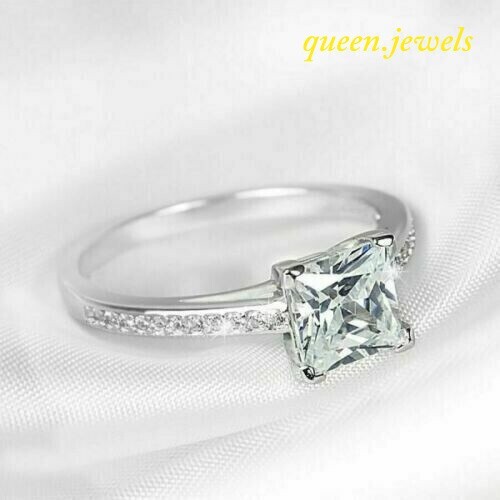 2.30CT Lab-Created Princess Cut VVS1 Diamond Engagement Ring 14K White ...