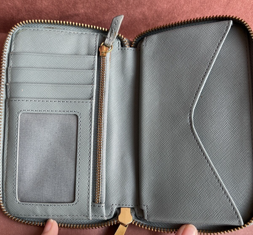 FOSSIL Emma Wallet Leather Zip Around Clutch Patchwork Wristlet | eBay