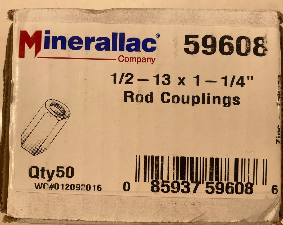 Qty 50 Hex Rod Coupling Nuts 1/2-13 x 1-1/4" Threaded Rod Connectors ...
