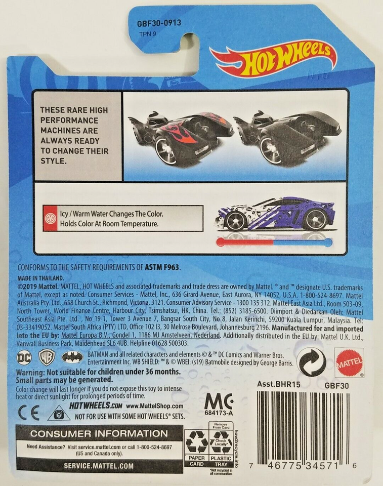 Hot Wheels COLOR SHIFTERS Batman BATMOBILE DC Comics BHR15 GBF30 | eBay