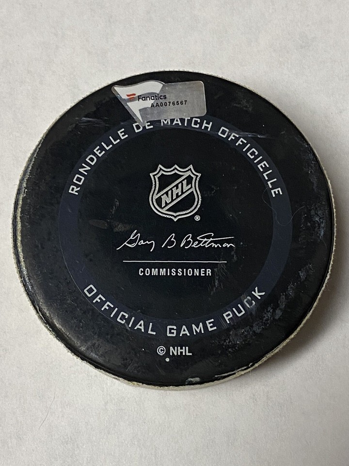 ADAM FOX New York Rangers NYR GAME USED GOAL PUCK 1st Career SHG NORRIS ...