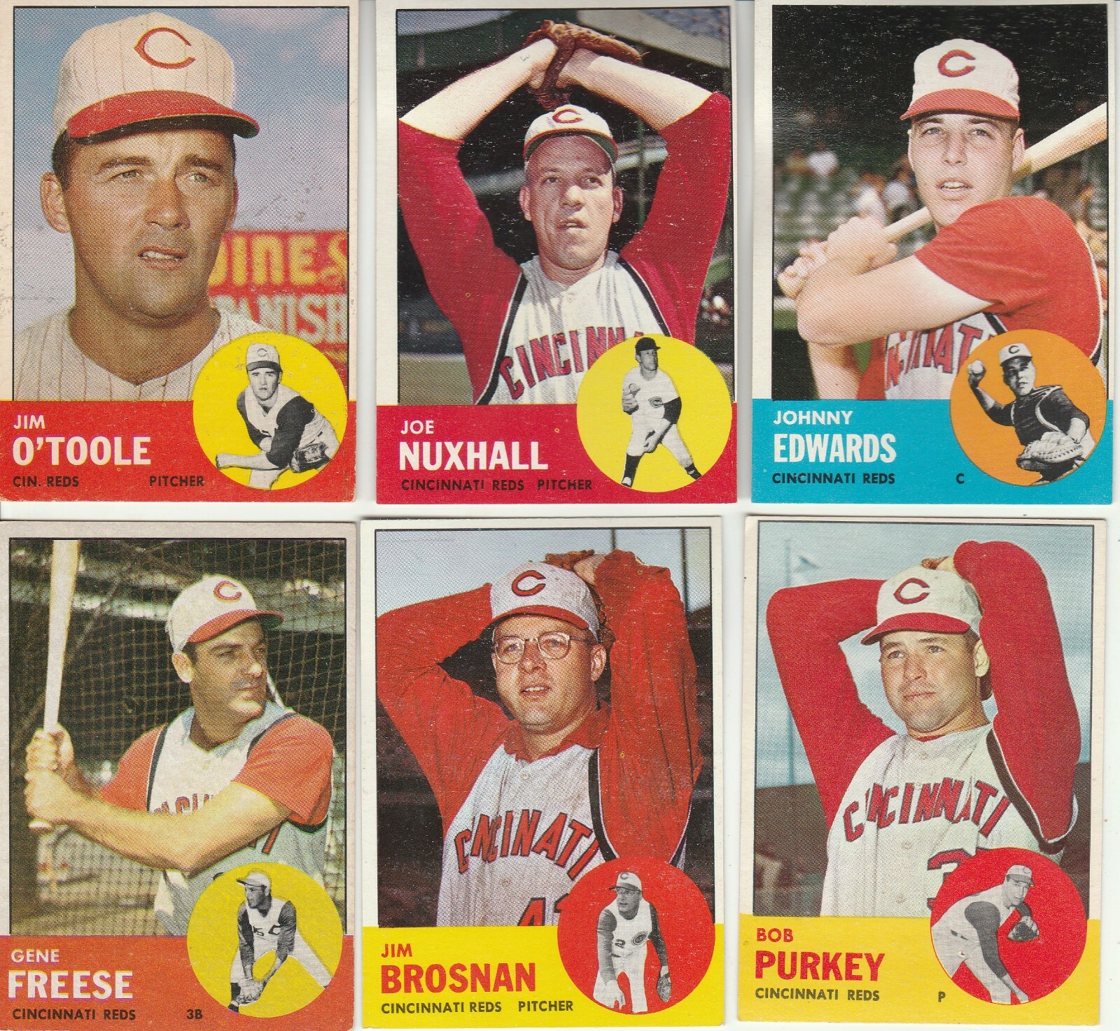 1963 REDS vintage Topps team 6 cards lot | eBay