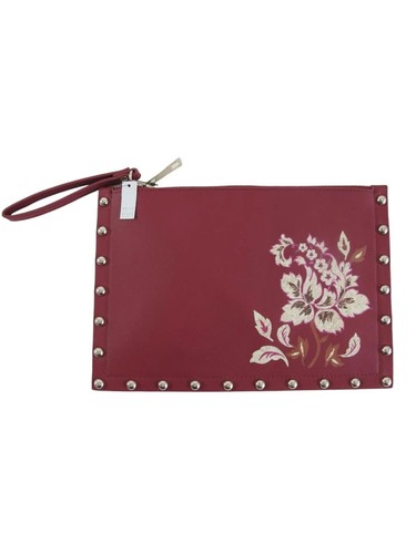 WHITE HOUSE BLACK MARKET Women's Small Maroon Printed Studded Clutch ...
