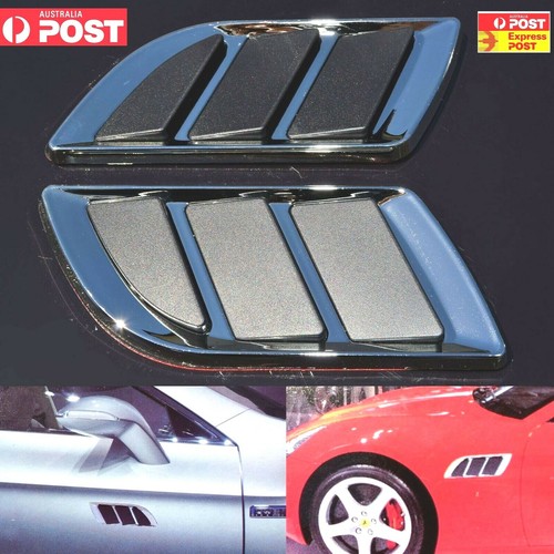 1 Pair Fake Air Intake Car Body Fender Side Decoration Plastic Chrome ...