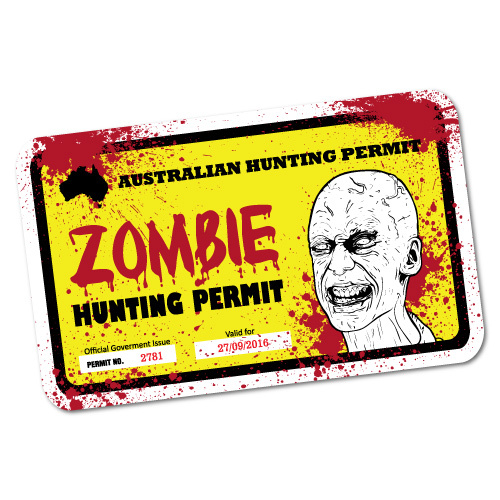Australian Zombie Hunting Permit Sticker Decal Car Funny Hunting ...