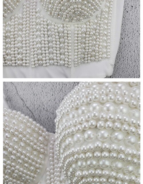 Women Sexy Tank Tops Pearl Beading Women Strapless Fashion Short Tops ...
