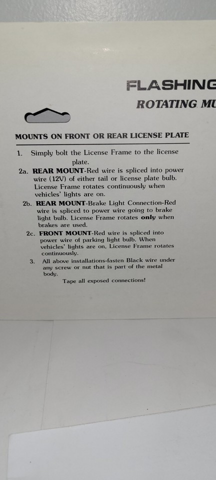 Cal Custom FLASHING-ROTATING License Plate Frame-Front or Rear Mount | eBay