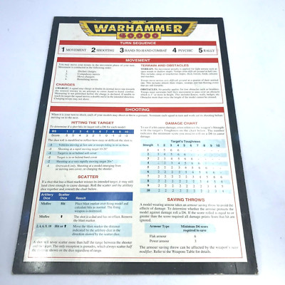 Classic Warhammer 40K Card Playsheet Turn Sequence Rules - Warhammer ...