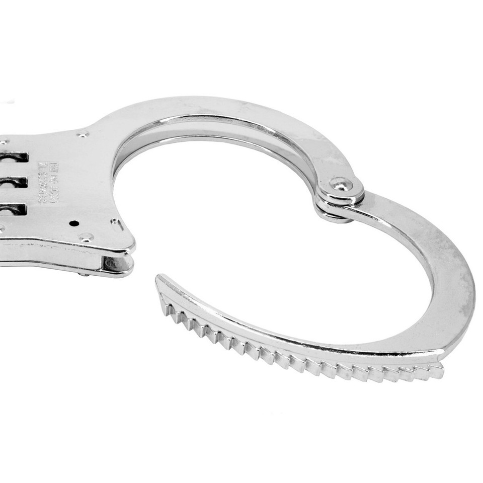 POLICE Handcuffs Professional Heavy Duty Metal Steel Hinged Double Lock ...