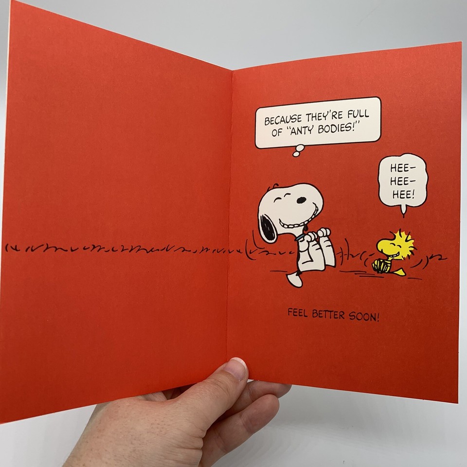 UNUSED PEANUTS Hallmark GREETING CARD Get Well Antibodies | eBay