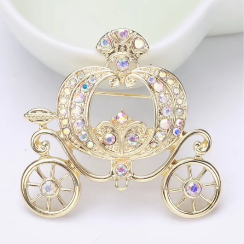 Rhinestone Pumpkin Coach Pin Brooch Cinderellas Carriage Gold Jacket ...