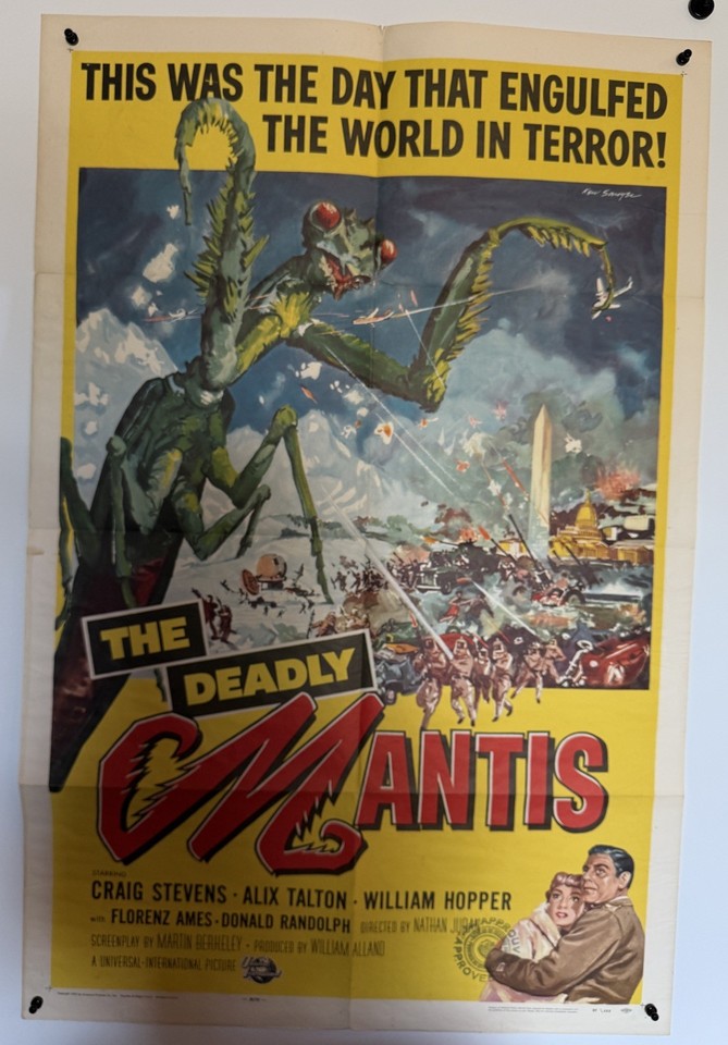 THE DEADLY MANTIS 1957 sci fi horror ORIGINAL US one sheet movie poster ...