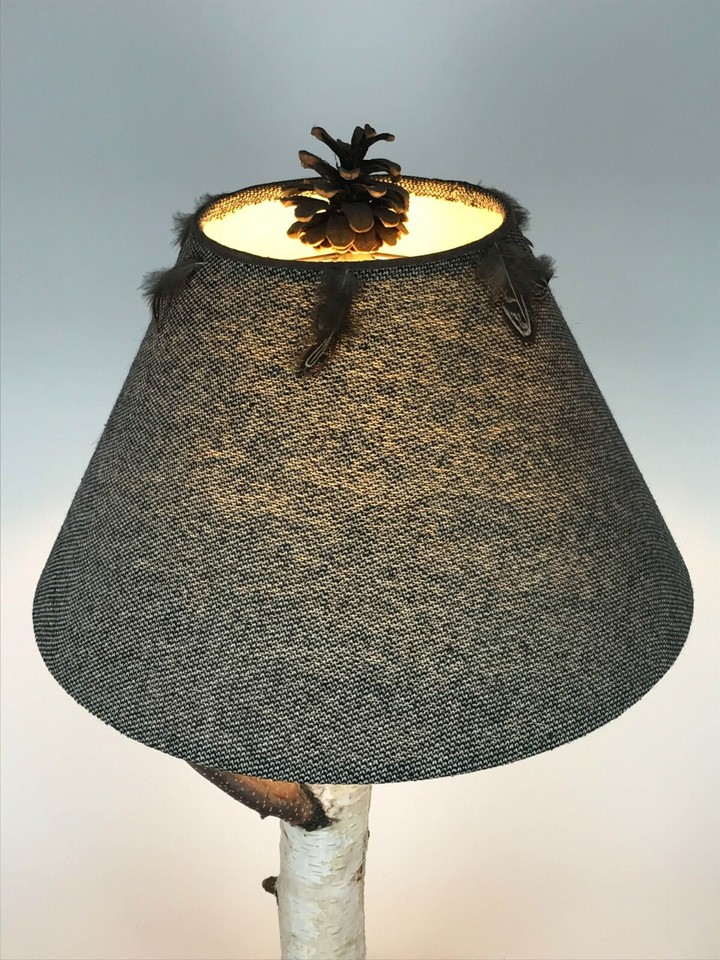 Real Birch Bark Log Rustic Cabin Table Lamp Wood Tree Living Room ...