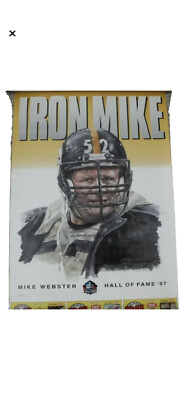 RARE VINTAGE PITTSBURGH STEELERS MIKE WEBSTER HALL OF FAME POSTER THREE ...