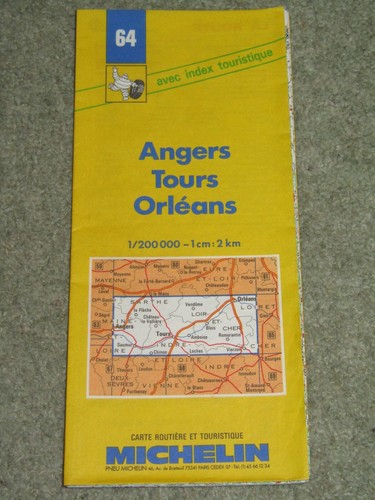 France: Michelin map 64 Angers, Tours & Orleans scale 1:200,000. 1989 ...