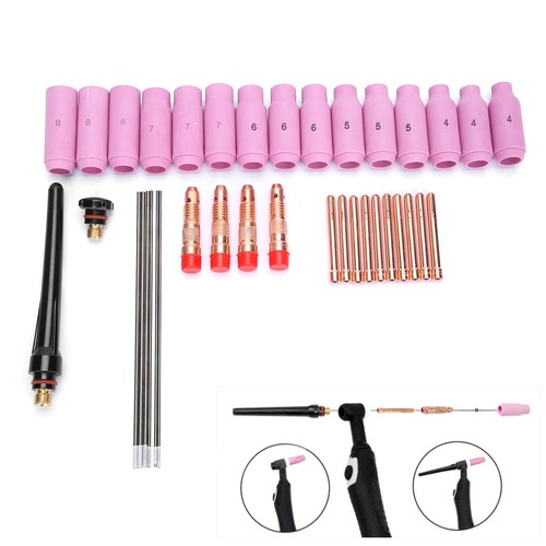 37pcs TIG Wearing Parts Set Welding Torch Kit Gas Lens Nozzle For WIG ...