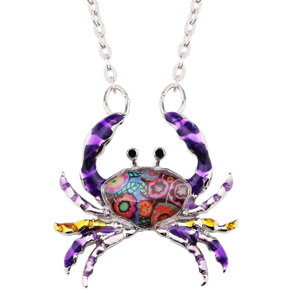 Enamel Alloy Ocean Crab Necklace Pendant Sea Life Jewelry for Women ...