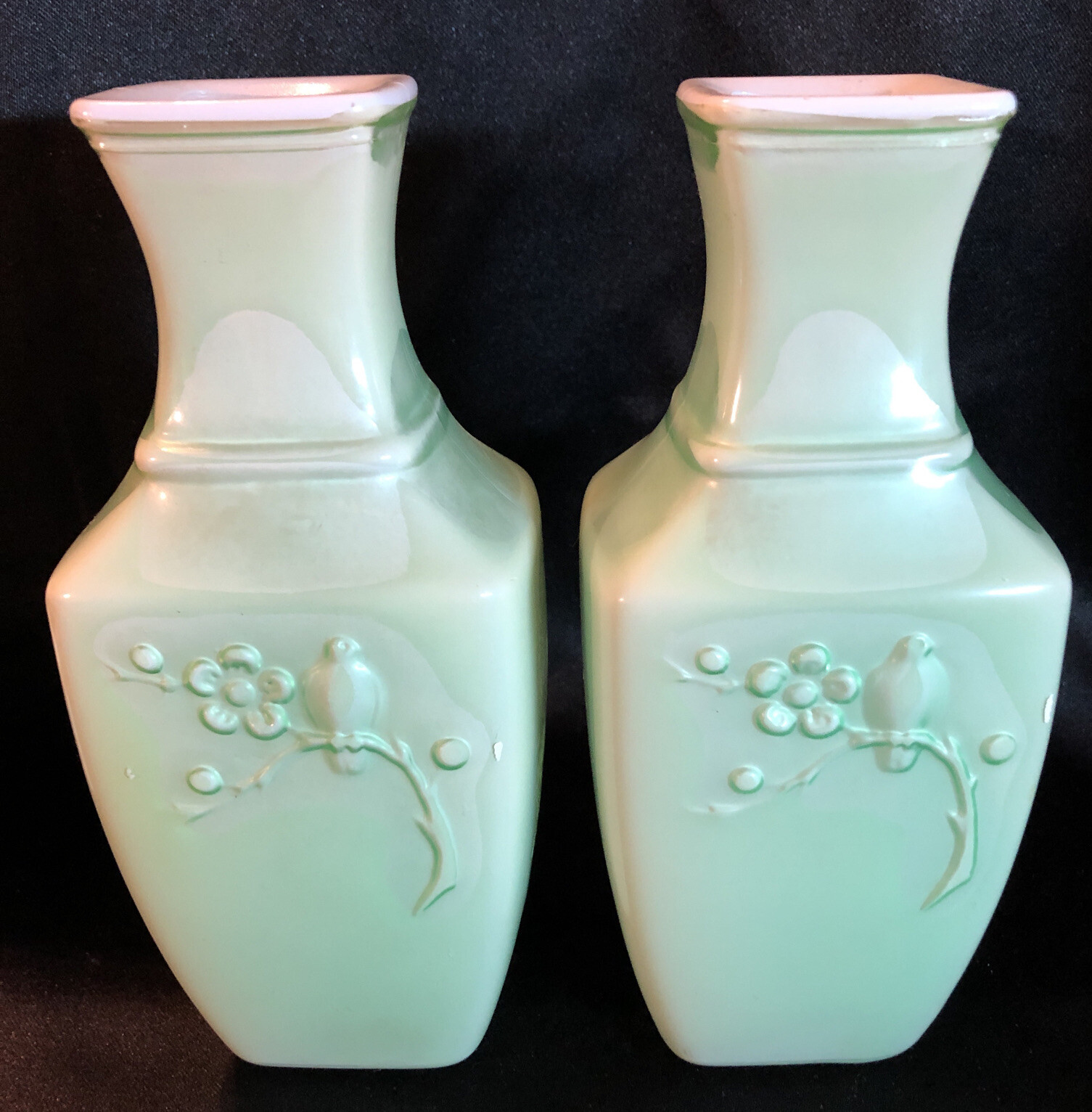 Vintage Pair Of 1982 Avon Spring Dynasty Fragrance Vases Celadon Green ...
