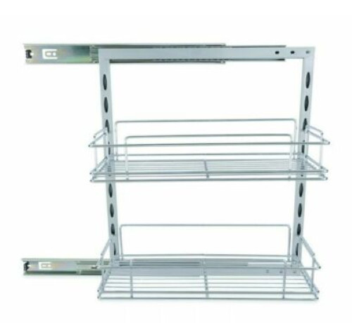 Compagnucci Pull out 5 chrome wire baskets adjustable height pantry x 2 ...