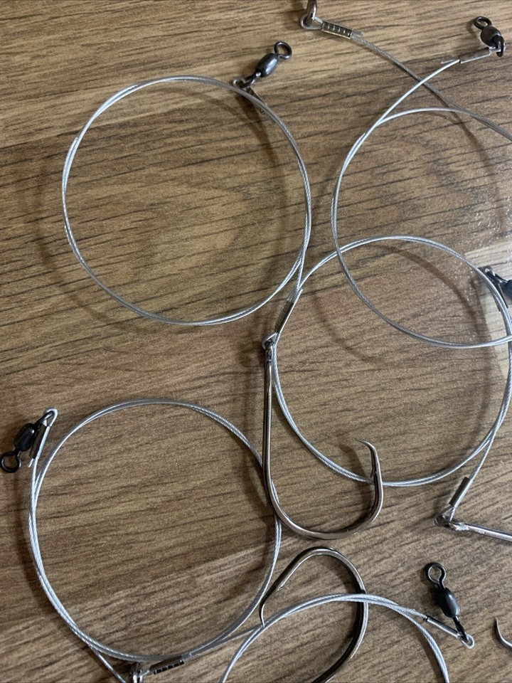 5 wire Bite trace fishing 12/0 Circle Hook 100 Lb Swivel Sea Conger ...