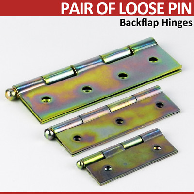 2 GALVANIZED BUTT HINGES DOOR BOX CABINET CUPBOARD BACKFLAP LOOSE PIN ...