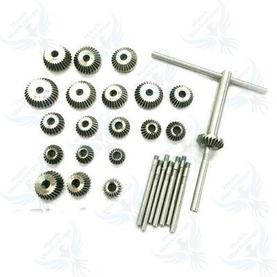 34x VALVE SEAT CUTTER SET HIGH CARBON STEEL 21 CTR + 8 STEMS + 2 ARBOR ...