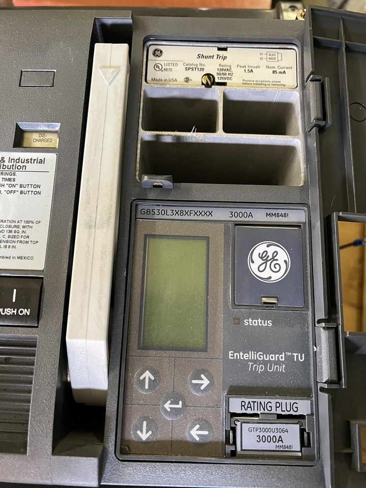 SSF30G330 GE 3000 Amp 600V 3P Fixed Mount Circuit Breaker Entelliguard ...