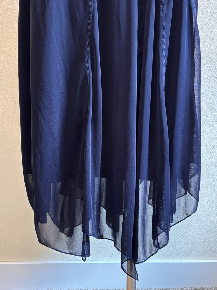 Chico’s 2 Navy Maxi Skirt Sheer Overlay Gypsy Fairy Whimsy Handkerchief ...