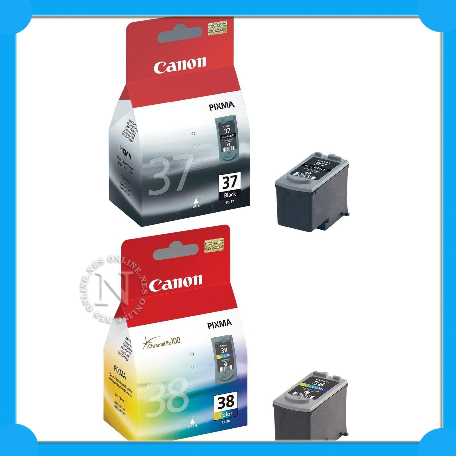 Canon Genuine PG37+CL38 Ink Set->IP1800/IP1900/IP2600/MP140/MP190/MP210 ...