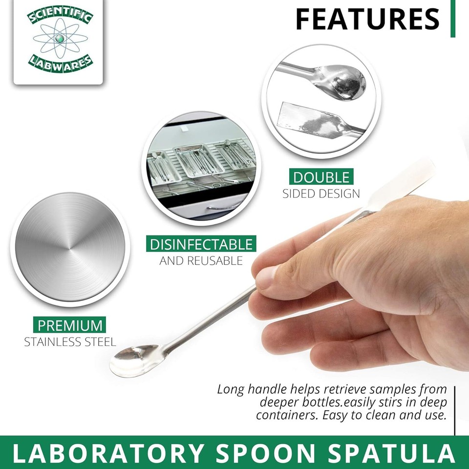 Scientific Labwares Stainless Steel Laboratory Spoon Spatula Set Long ...