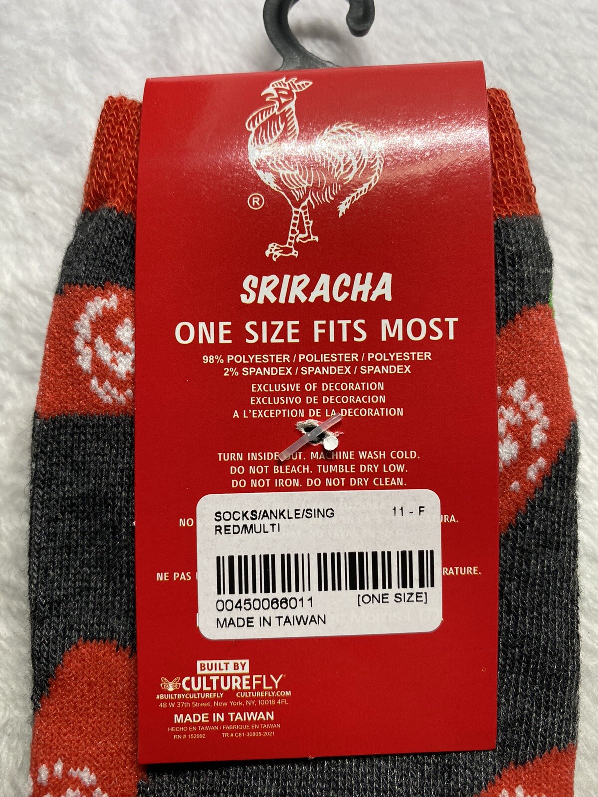 Sriracha 1 Pair No Show Ankle Socks Red One Size Fits Most Culturefly ...
