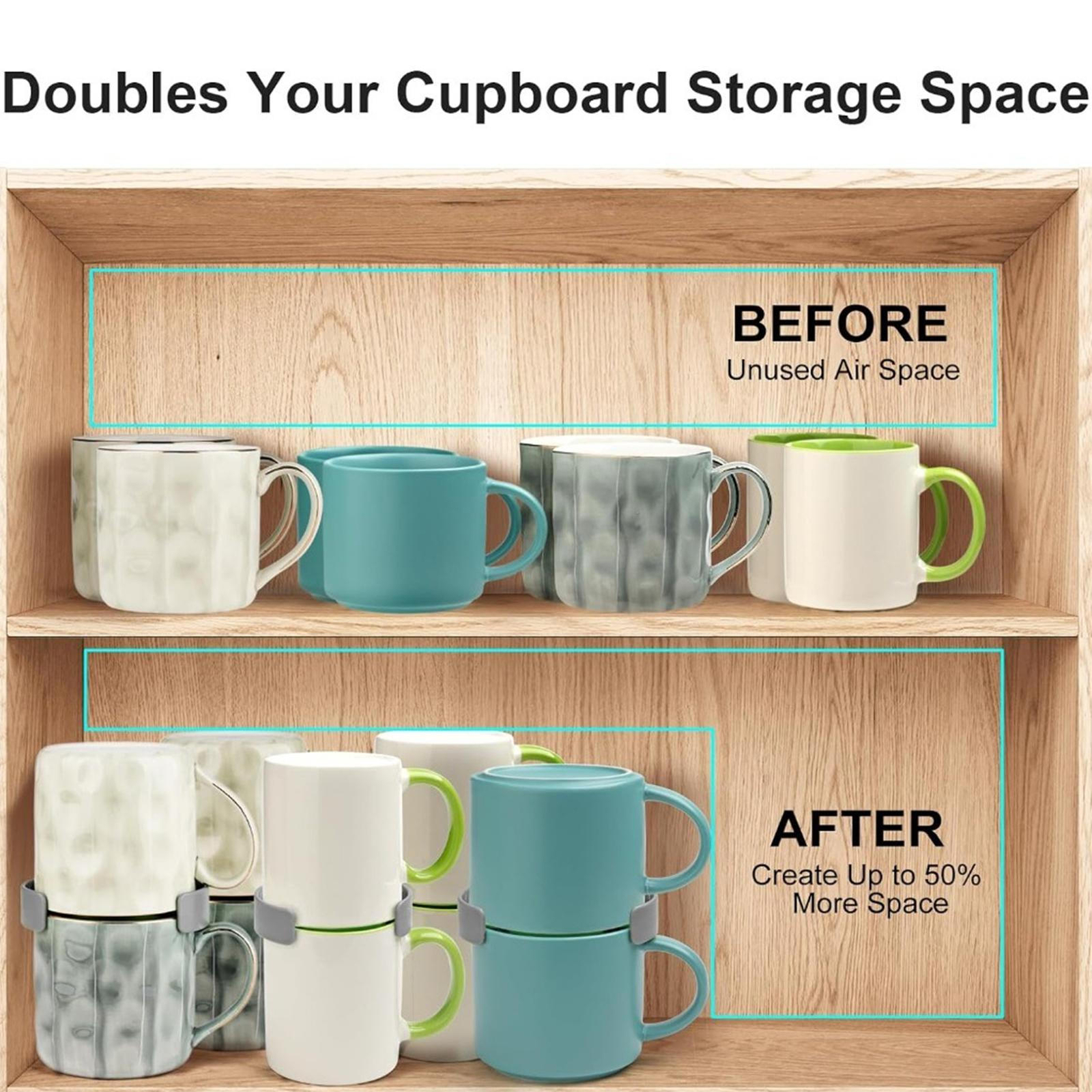 Coffee Organizer Cabinet Stackable Shelf Mug Storage Stacker Expandable ...