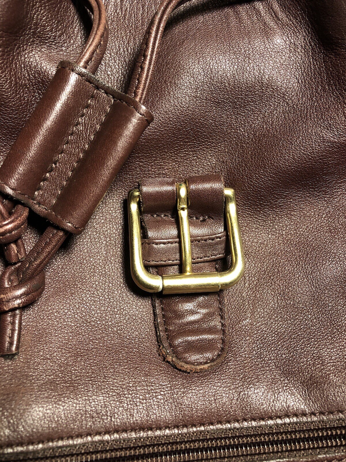 Vintage Coach Leather Backpack Brown USA Made 0529 Drawcord Buckle ...
