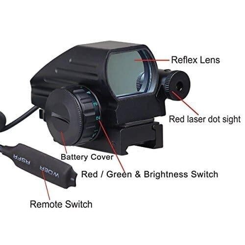 Sniper Holographic Red & Green Dot Laser Sight 4 Reticles with red ...