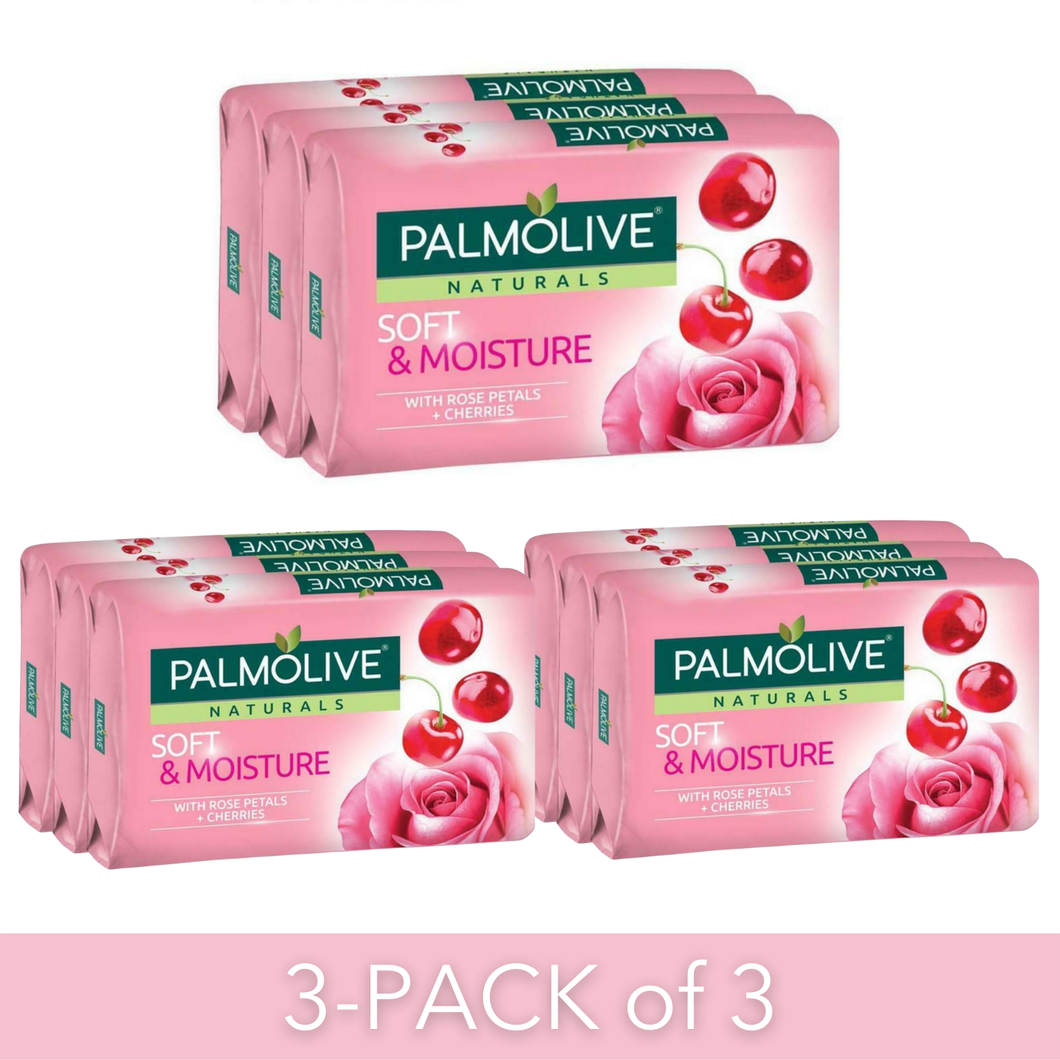 Palmolive Naturals Soft & Moisture Rose Petals + Cherries 9 Bar Soap 3 ...